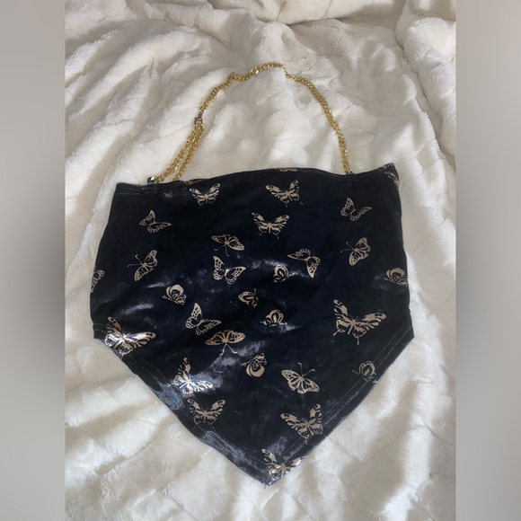 Tops | Shein Bandana Style Gold Chain Butterfly Top | Poshmark